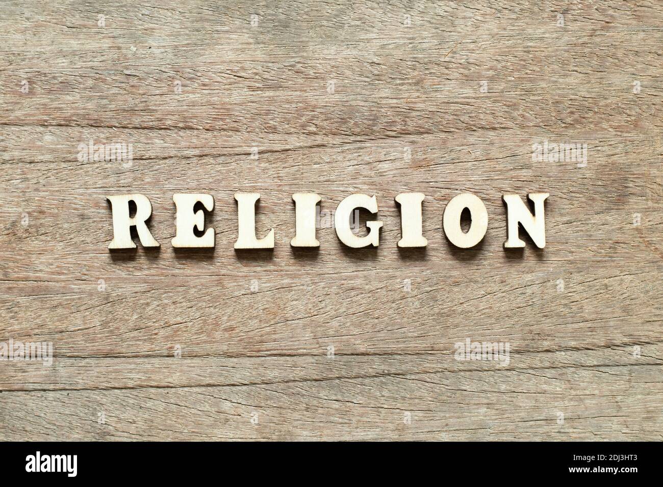 Alphabet letter block in word religion on wood background Stock Photo ...