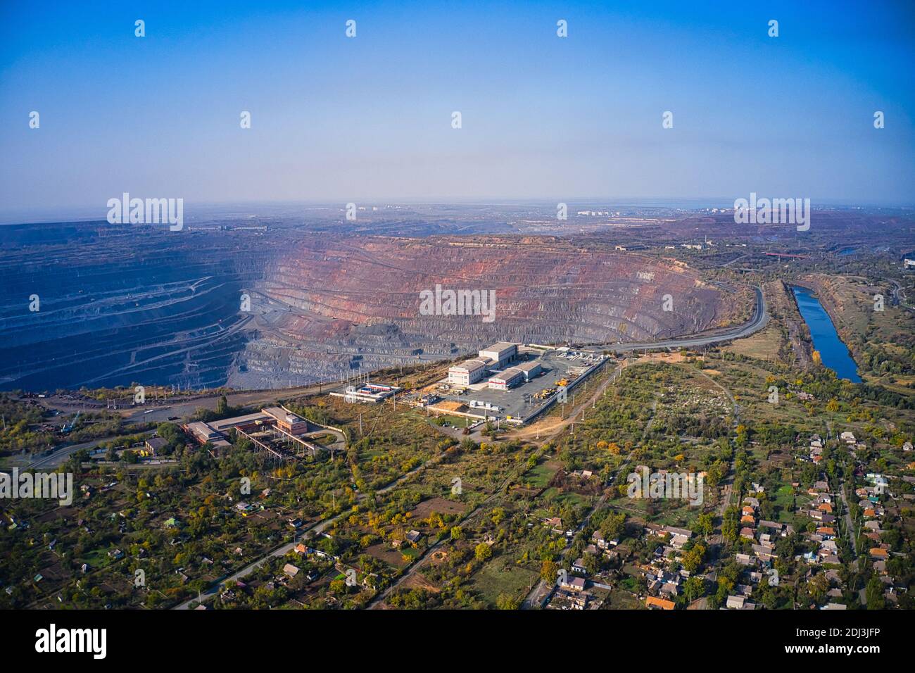 Management building near a huge quarry. Southern mining factory in ...