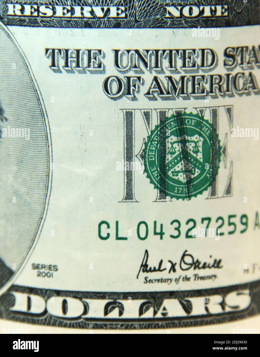 a fragment of currency in the amount of one dollar, the serial number ...