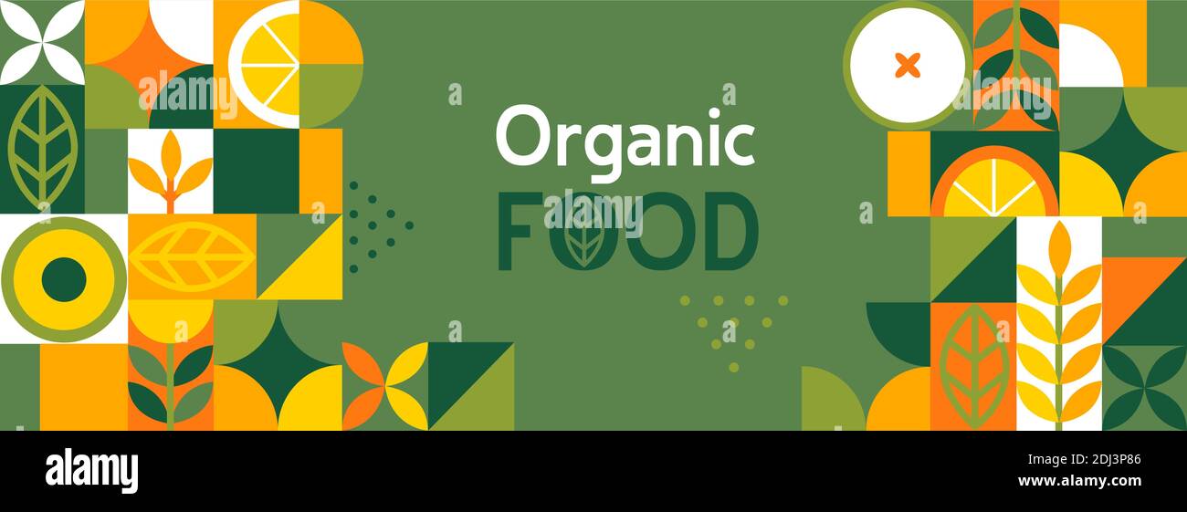Organic food banner in flat style Stock Vector Image & Art - Alamy
