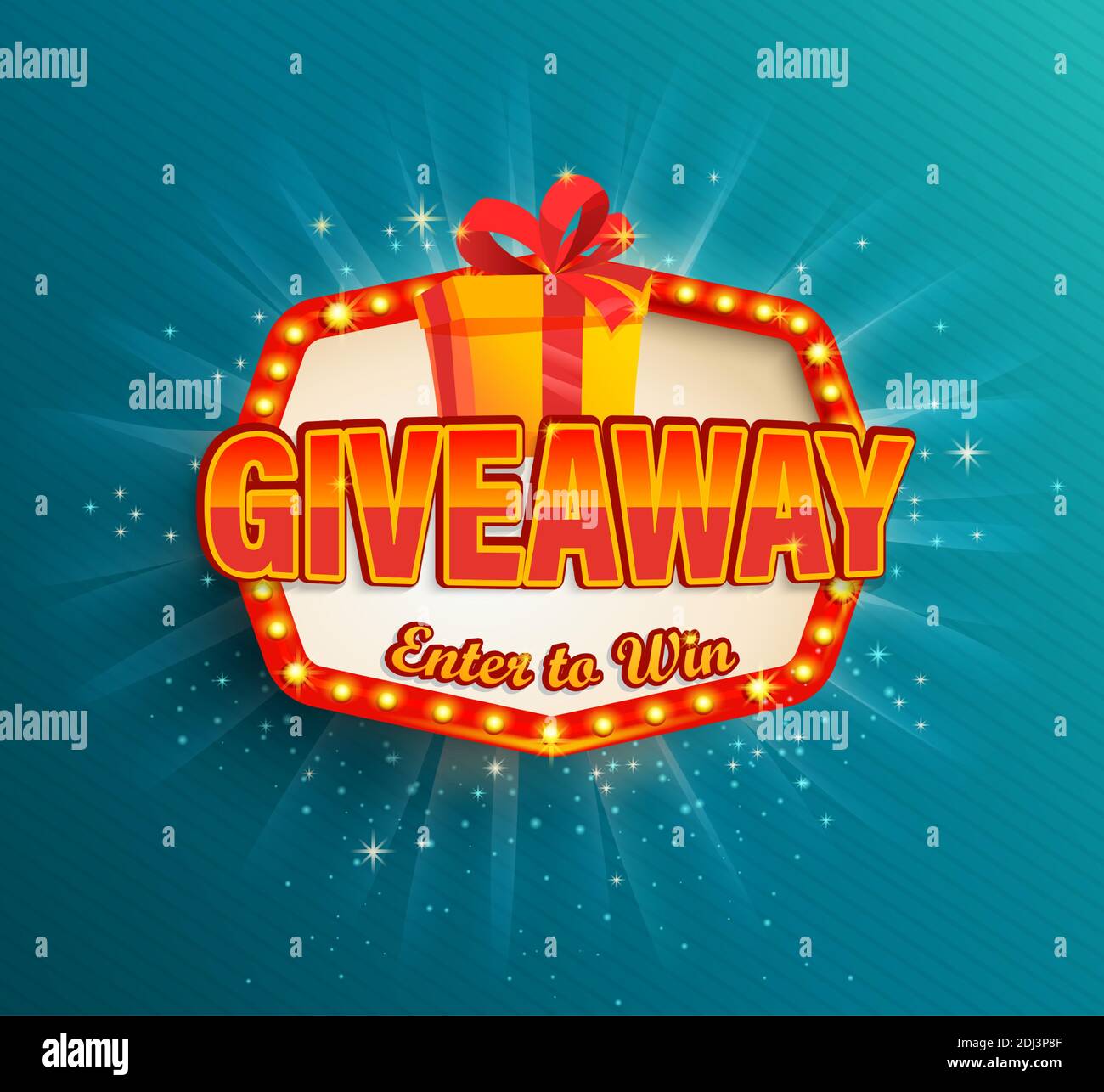 Giveaway banner, Win poster in retro light frame Stock Vector Image ...