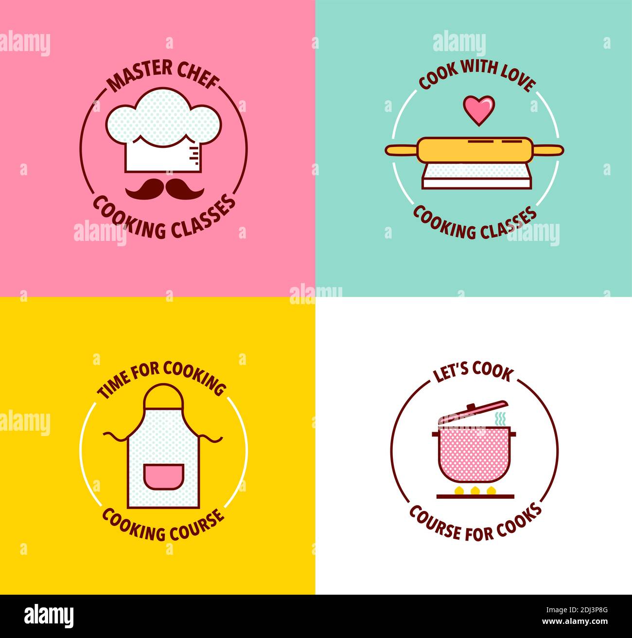 Set of logo for cooking classes and courses Stock Vector Image & Art ...