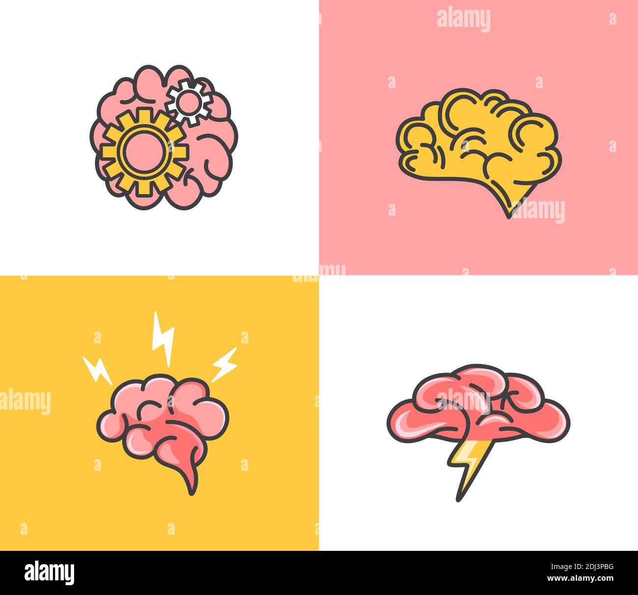 Set of brain concept.Brainstorming,idea,creativity Stock Vector Image ...