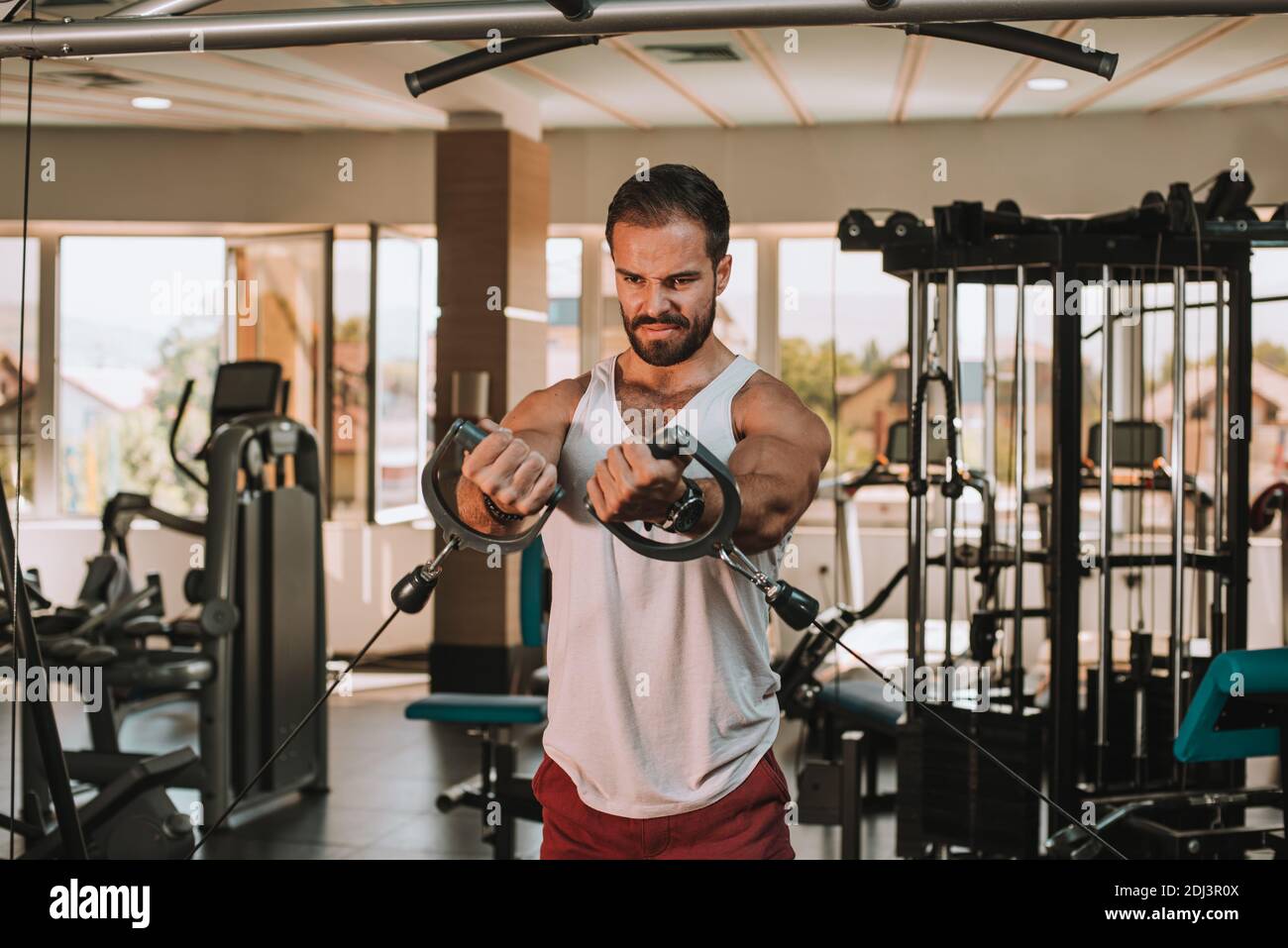 Man working out in gym, fitness time Stock Photo - Alamy