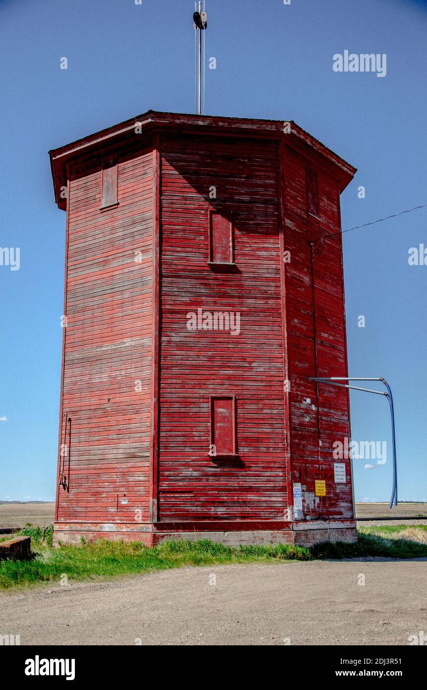 A vertical shot of an old water tower on a sunny day Stock Photo - Alamy