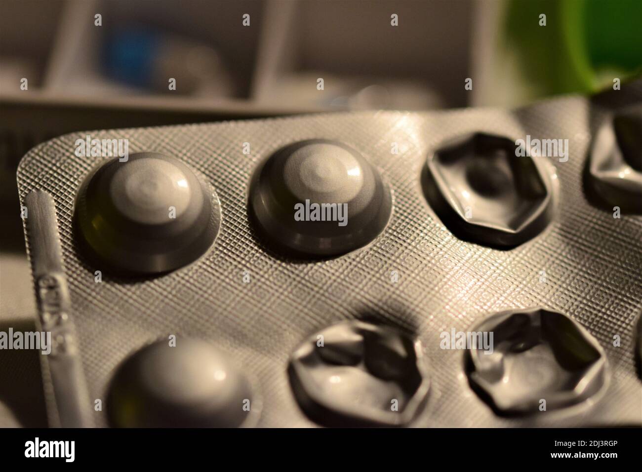 Opened tablets blister as a close up Stock Photo - Alamy