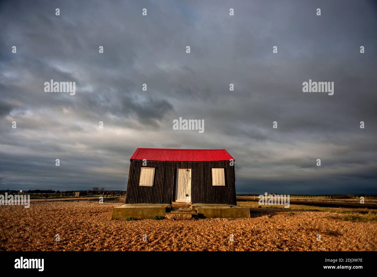 Rye Harbour, December 12th 2020: Storm clouds gather over the iconic ...
