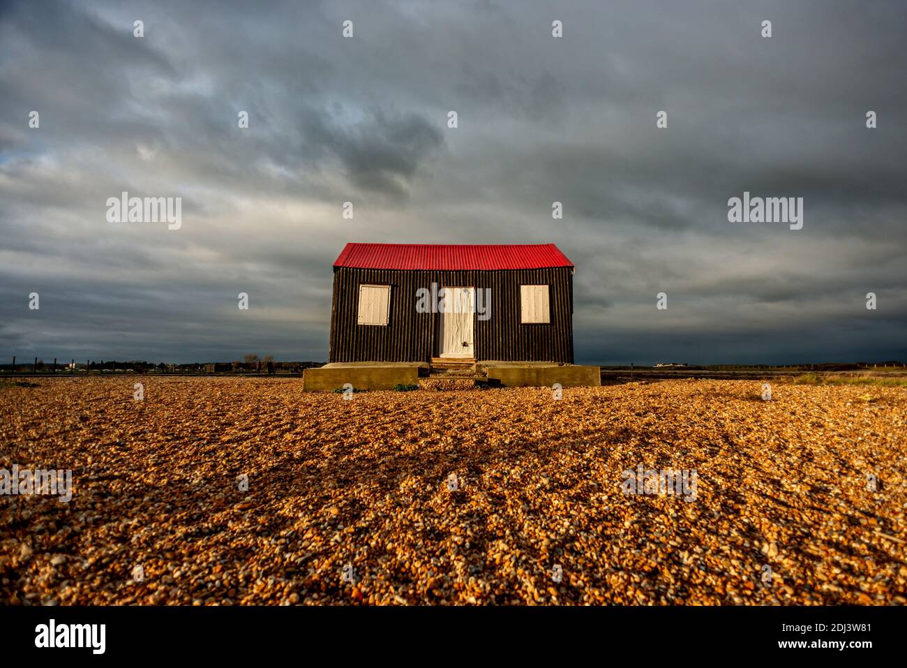 Rye harbour red roofed hut hi-res stock photography and images - Alamy