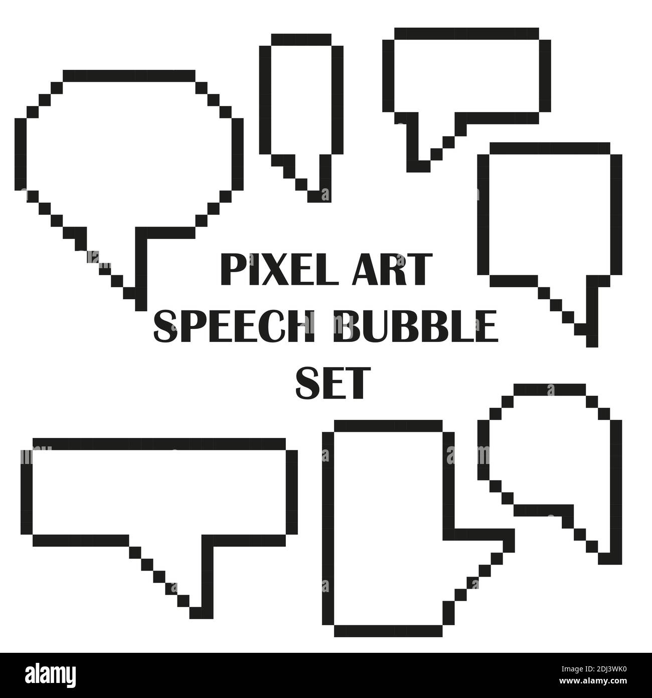 White speech bubbles with black pixel art set. Funny conversation ...