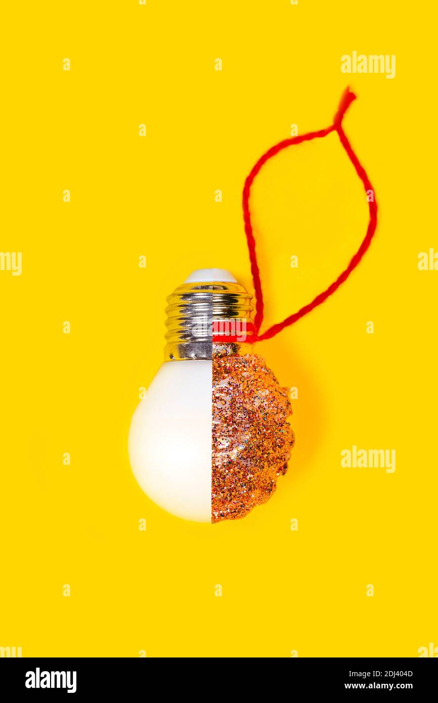 Reuse concept. New year or Christmas DIY decoration made from LED lamps ...