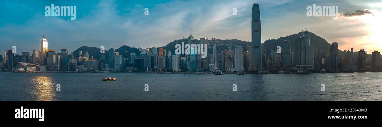 Hong Kong Skyscrapers in sunset Stock Photo - Alamy