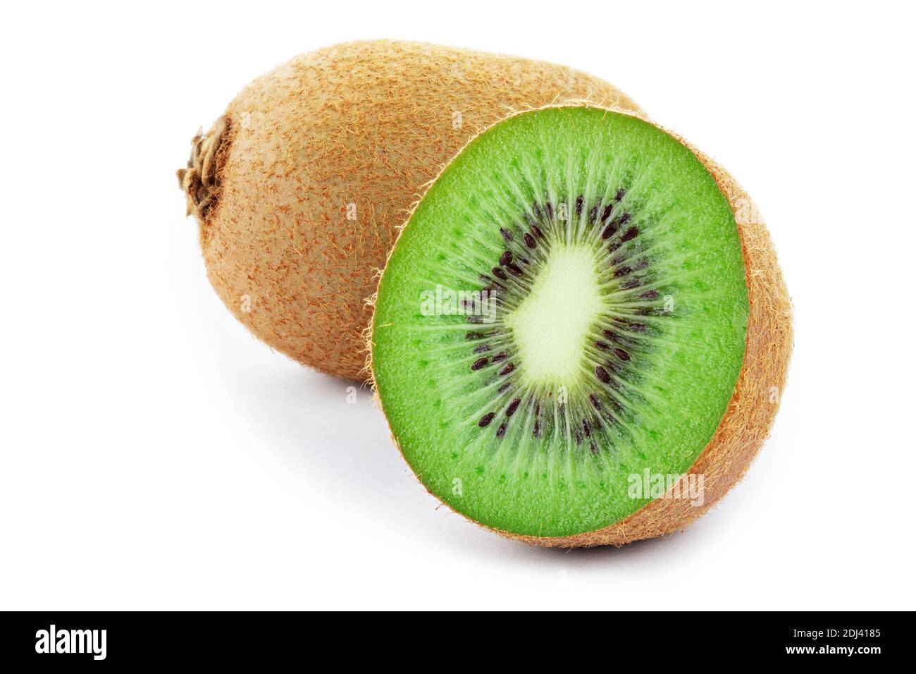 Ripe kiwi fruit and half of kiwi isolated on white background. File ...