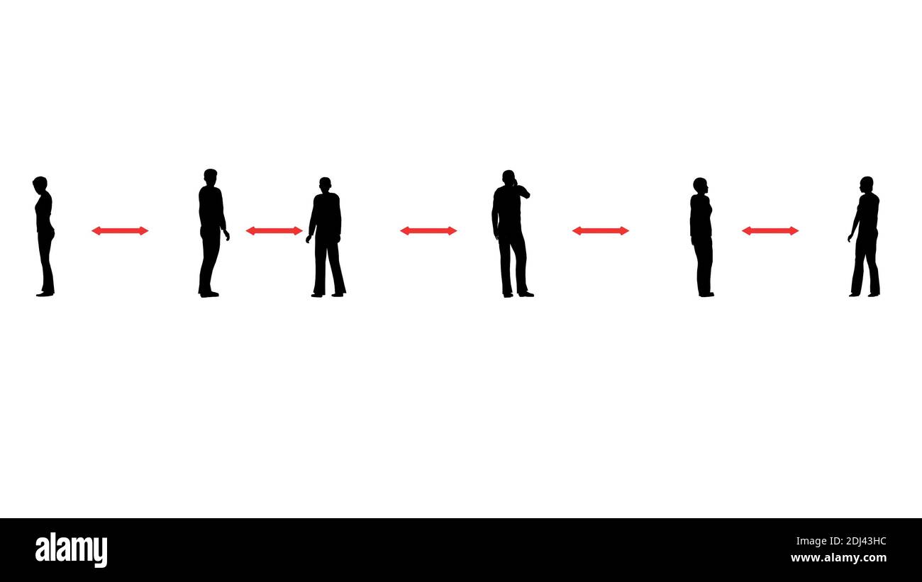 Silhouettes people keep distance 3d animation Social distance Corona ...