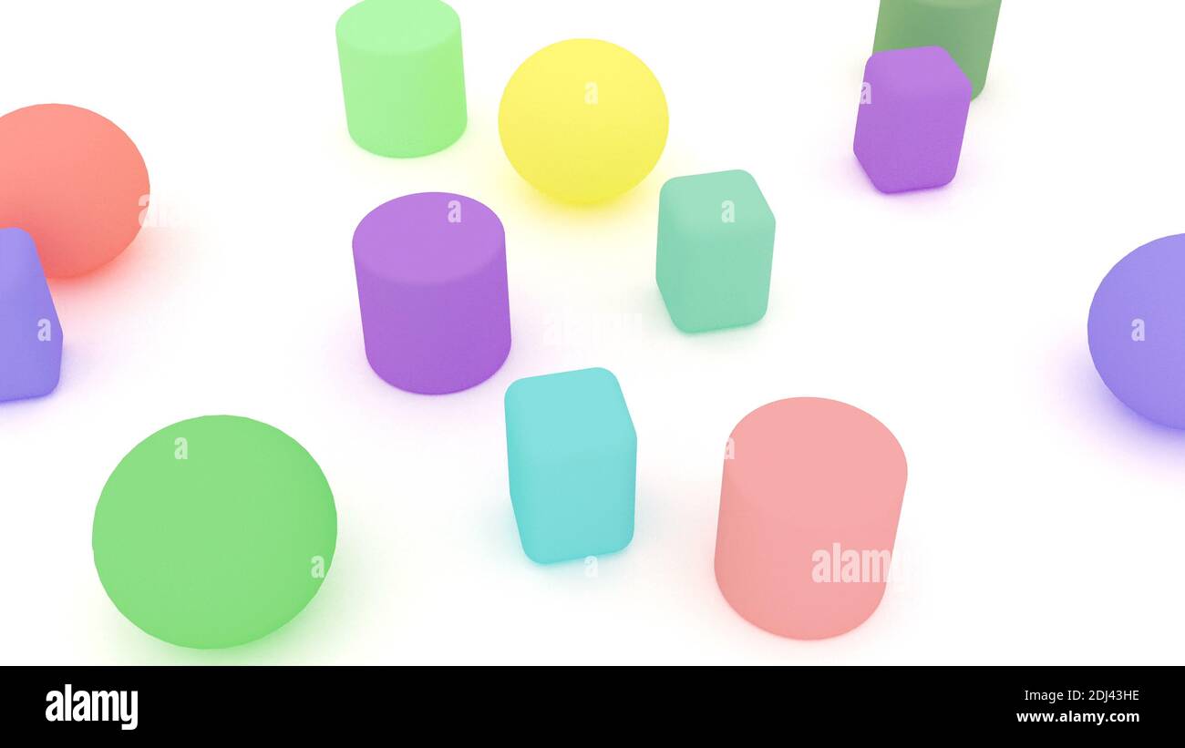 Color soft object fall white background Modern design ad template 3d ...