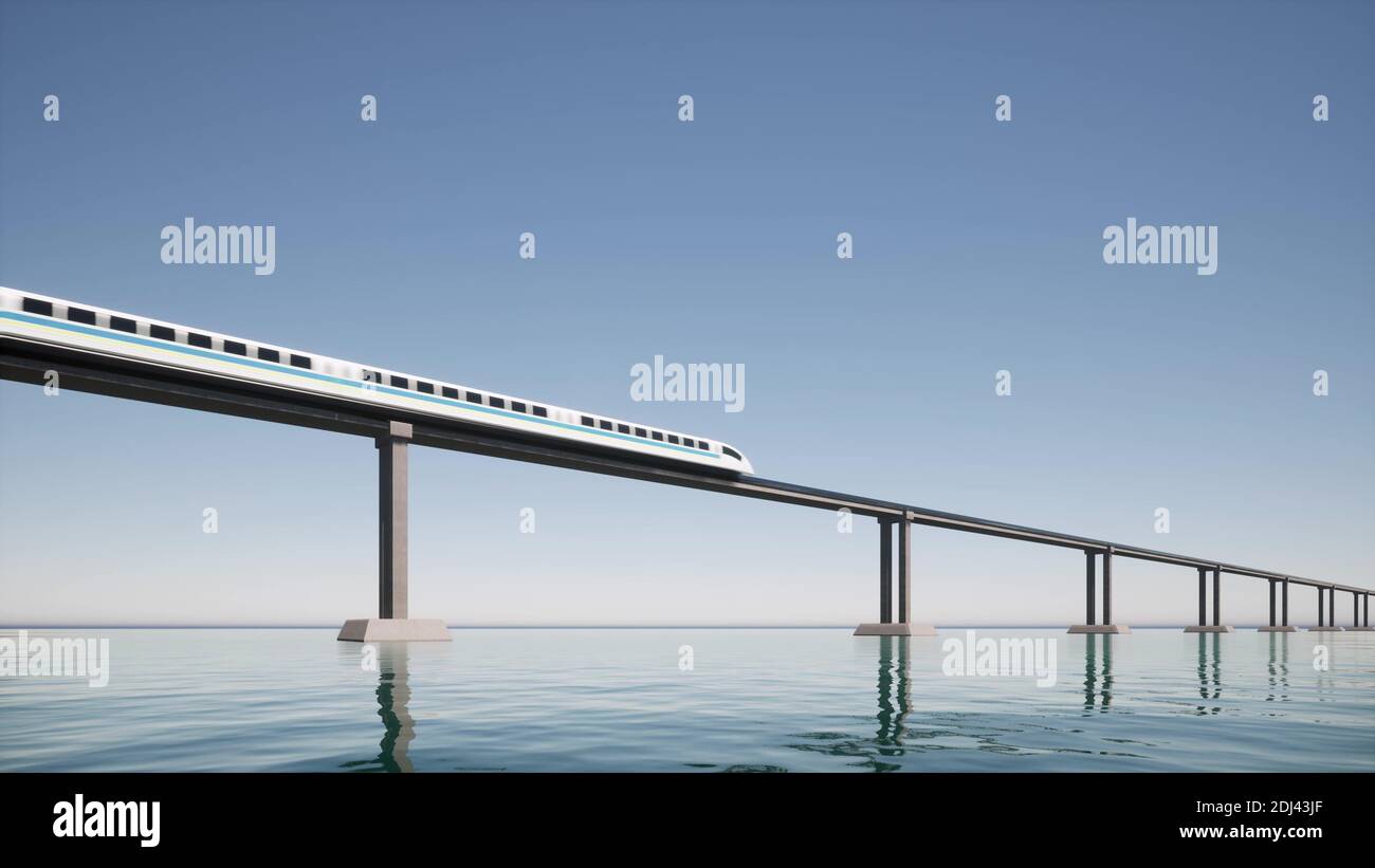 Hyperloop in 3d style in ocean sea Future transportation Subway station ...