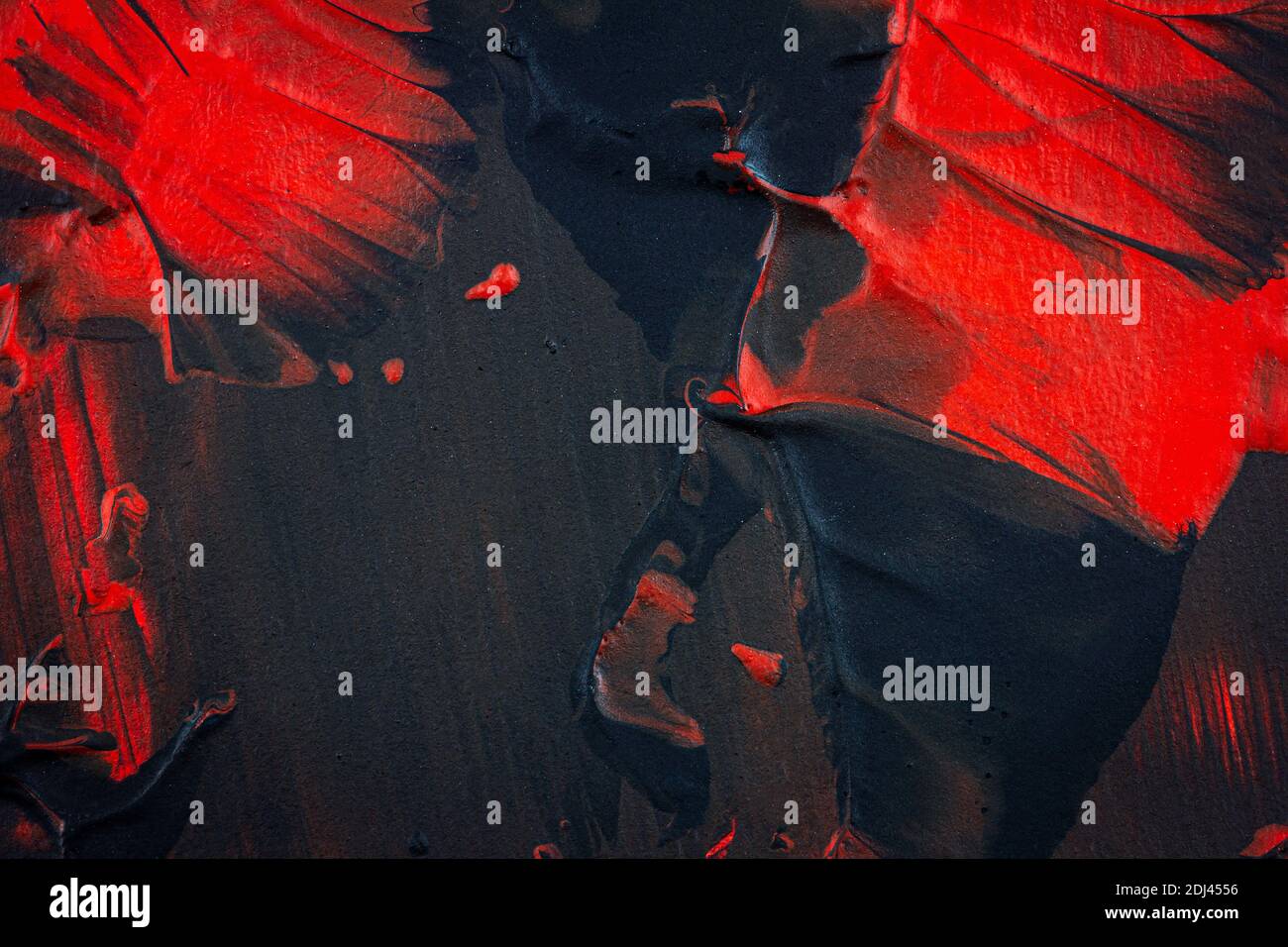 Black and red hand painted acrylic background. Grunge acrylic texture with painted dots and ...