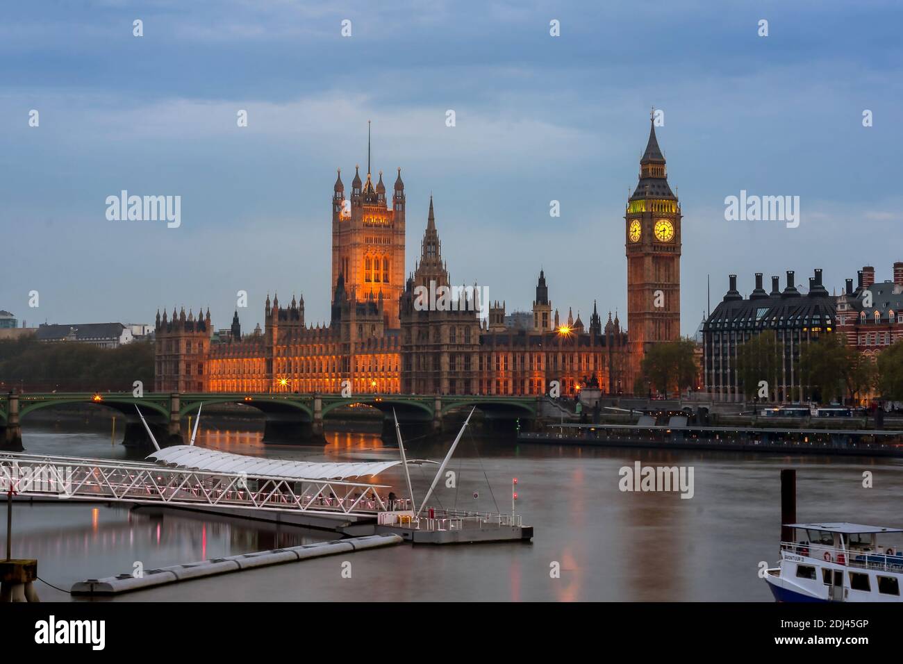 LONDON, UK - MAY 03, 2008: View across the River Thames of the Houses ...