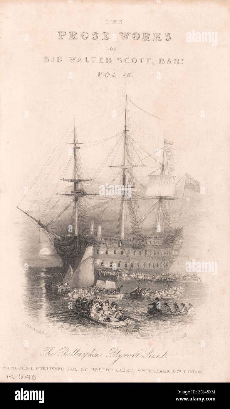 HMS Bellerophon, Plymouth Sound, Edward Goodall, 1795–1870, British ...