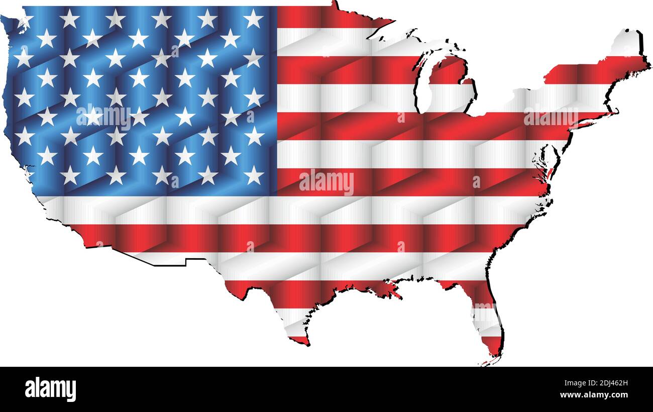 USA Map from many cubes - Illustration, Three Dimensional Map of USA ...