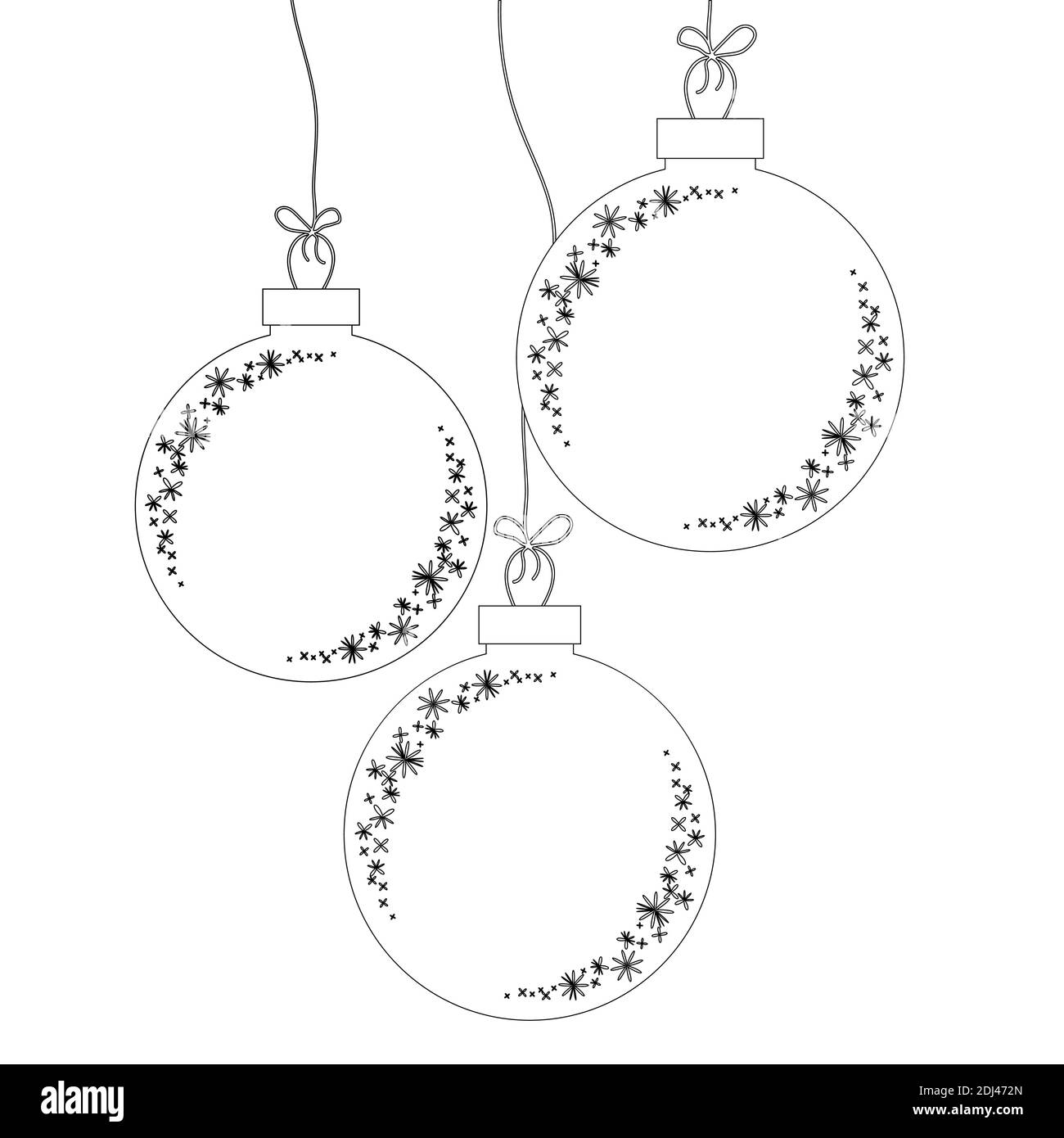 Set of flat isolated silhouettes of Christmas toys balls . The white ...