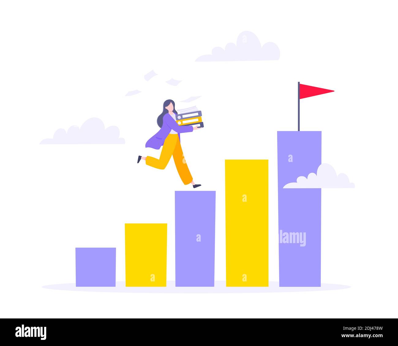Career ladder climbing and goal achievement business concept flat style ...