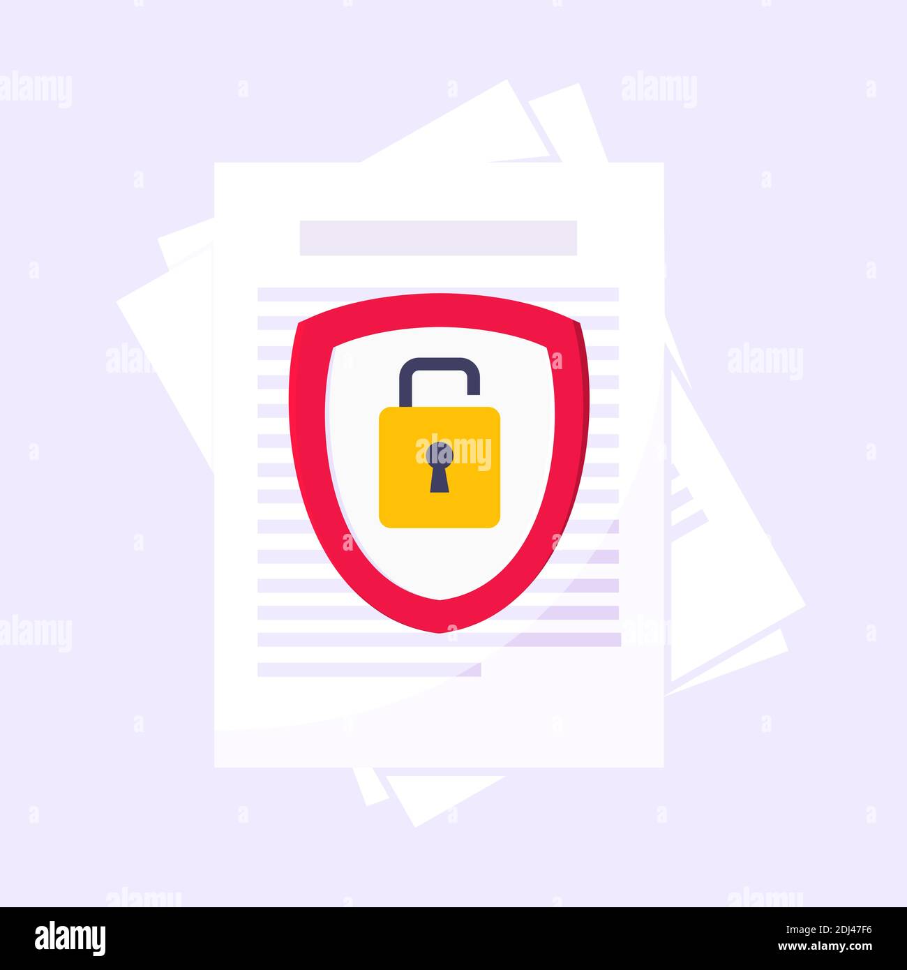 Privacy policy, safety lock and data protection metaphor. Shield with ...