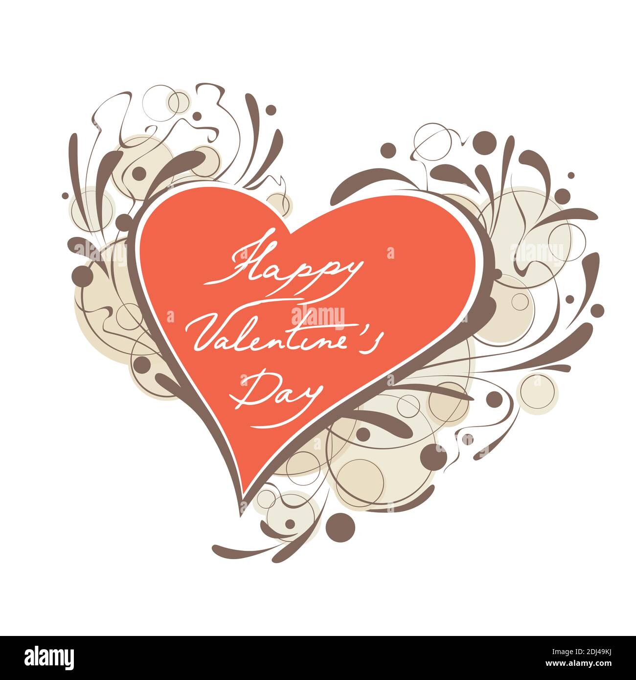Valentine's day card with cute heart and hand drawing lettering Stock ...