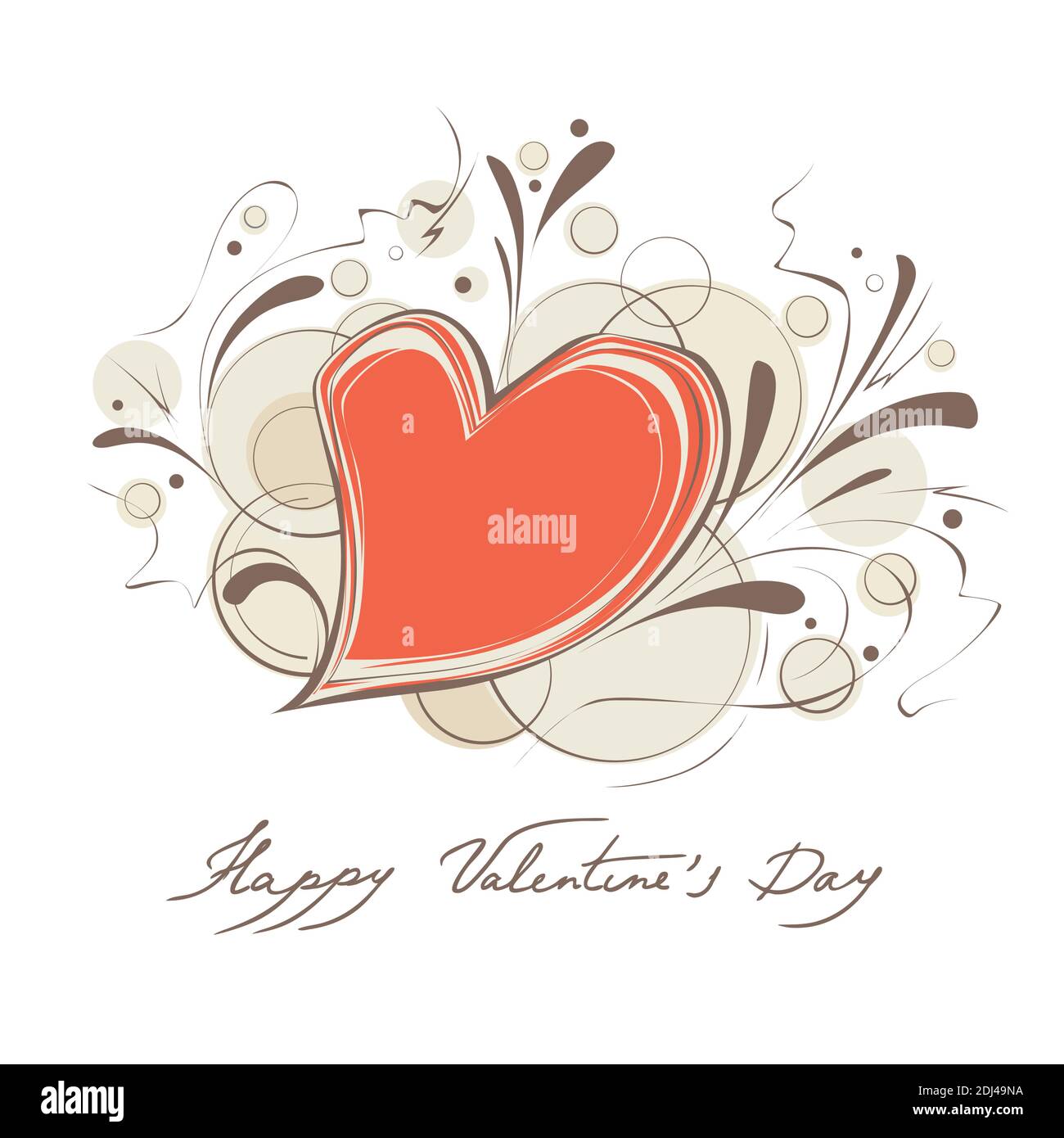 Valentine's day card with cute heart and hand drawing lettering Stock ...