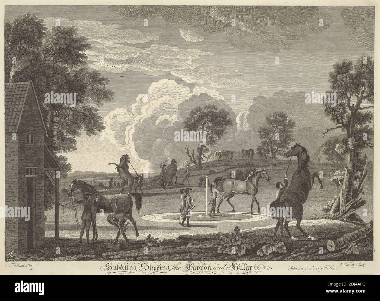 Horse-racing Set of six: 4. Subduing Shoeing, the Cavison and Pillar ...