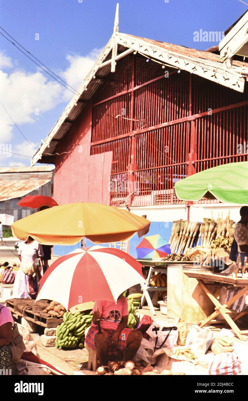 1990s St. Lucia (Eastern Caribbean) - Busy Castries market place on ...