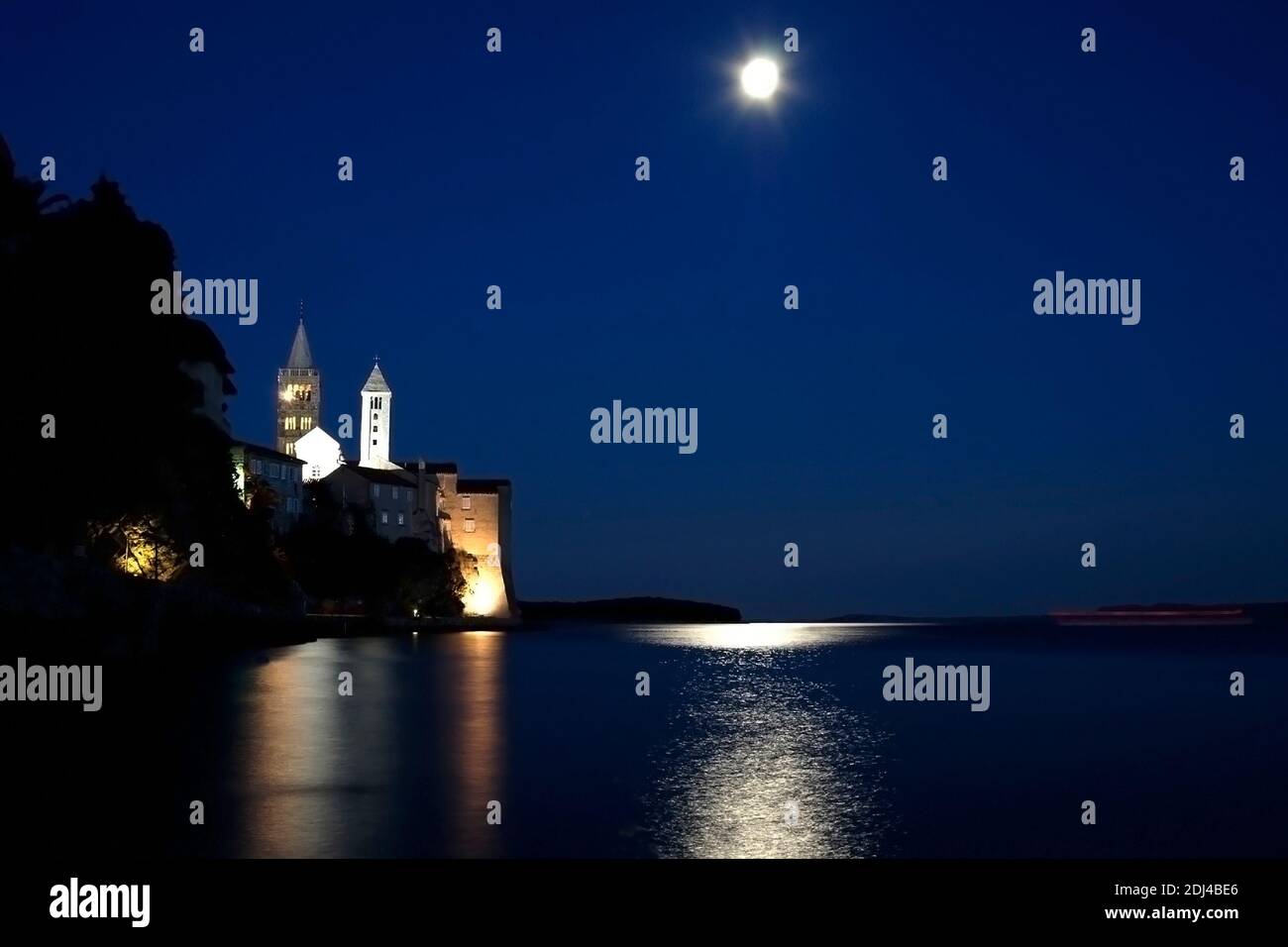 Night landscape, Benedictine Monastery of St. Andrew, and Bell tower of ...