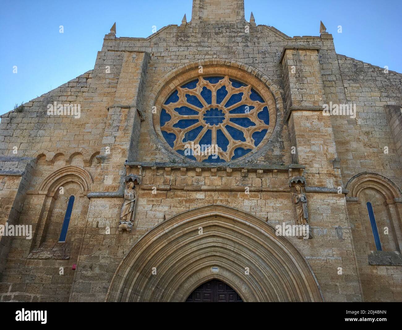 Main facade of the gothic cathedral of Leon (Spain) Wide and low angle ...