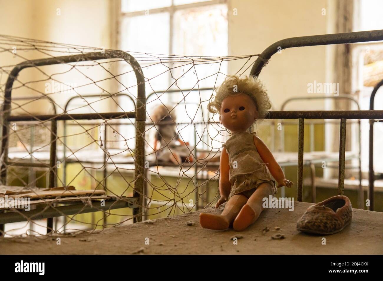 Scary dolls on a bed in the kindergarten, a famous abandoned site in ...
