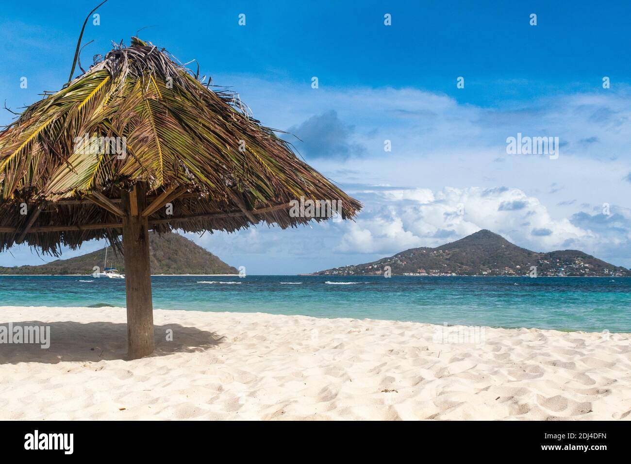 Caribbean View from Mopian Island: Parasol, Sandy Beach, Islands of ...