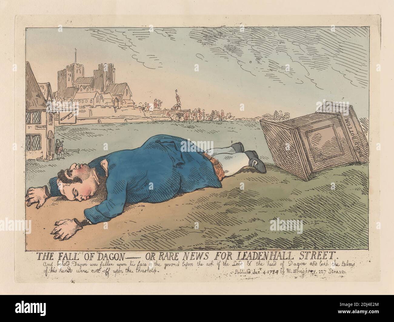 The Fall of Dagon or Rare News for Leadenhall Street, Thomas Rowlandson ...