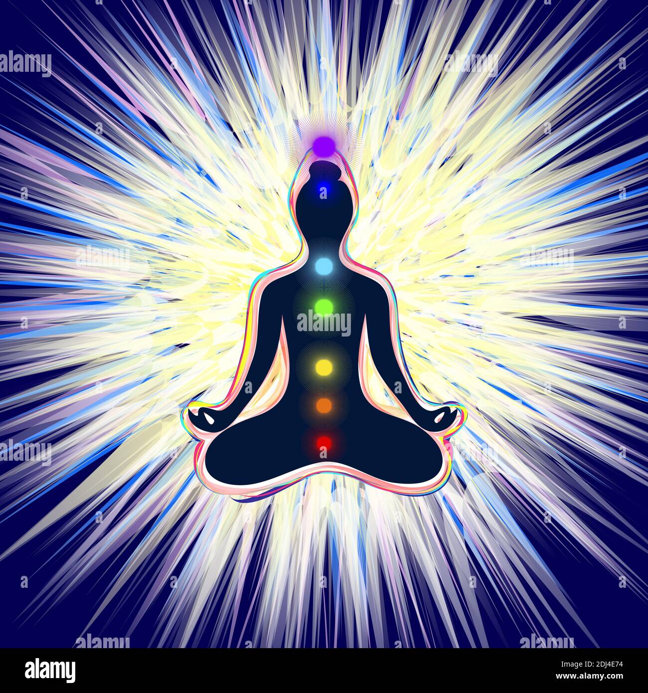 The aura of the body. The chakral system. Lotus position. The etheric ...