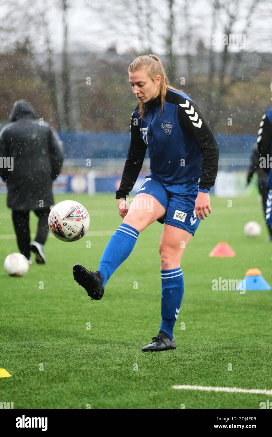 Emily Roberts (#17 Durham) warms-up during the FA Women's Championship ...