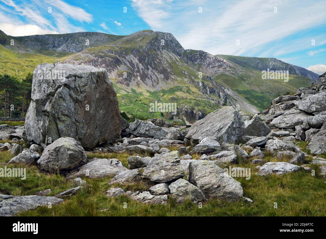 Shown here a rock field near Llyn (Lake) Ogwen in Snowdonia National ...