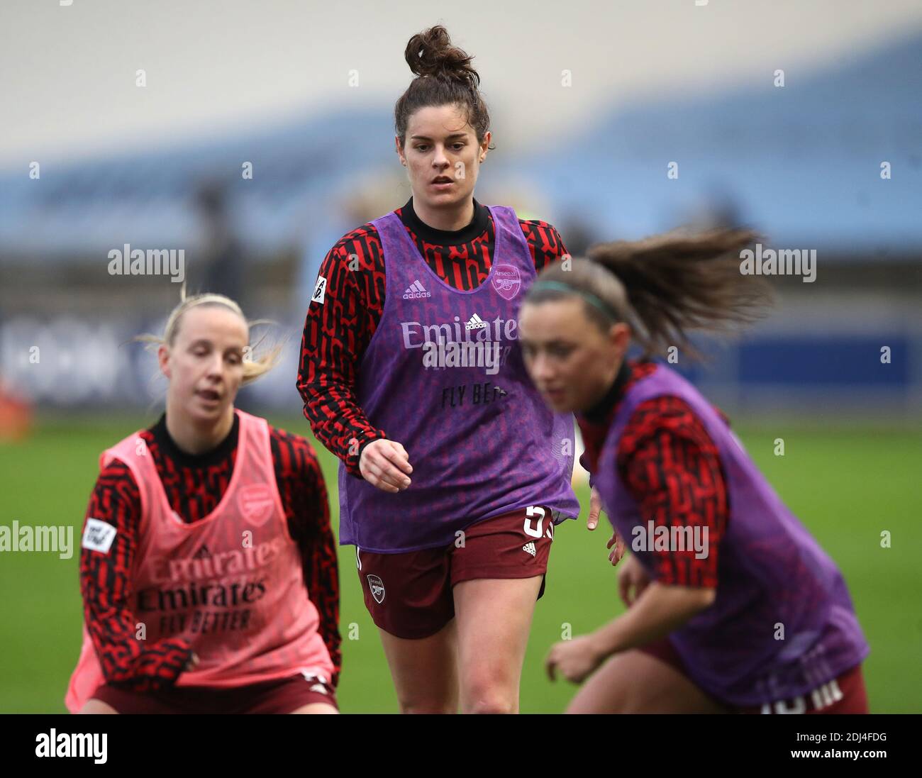 Arsenal's Jennifer Beattie (centre) warming up before the FA Women's ...