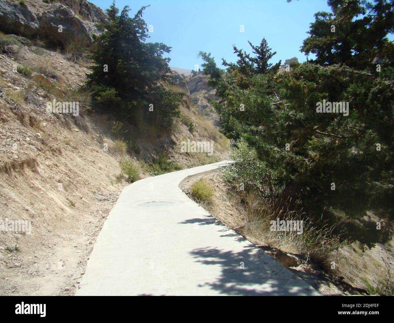 A sunny scenery of a mountain road in Kadisha Valley, Lebanon Stock ...
