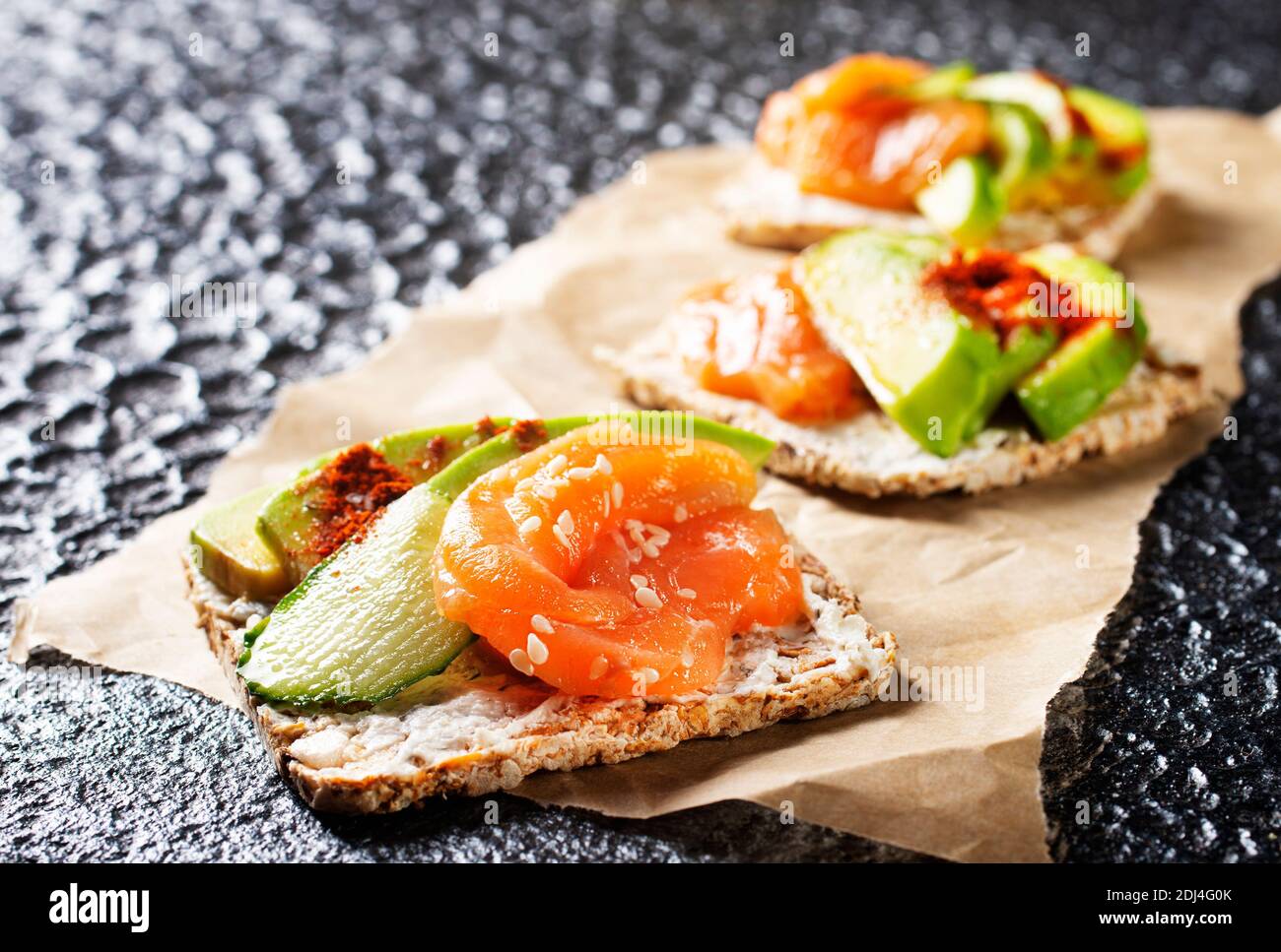 bread with salmon fish and cream cheese Stock Photo - Alamy