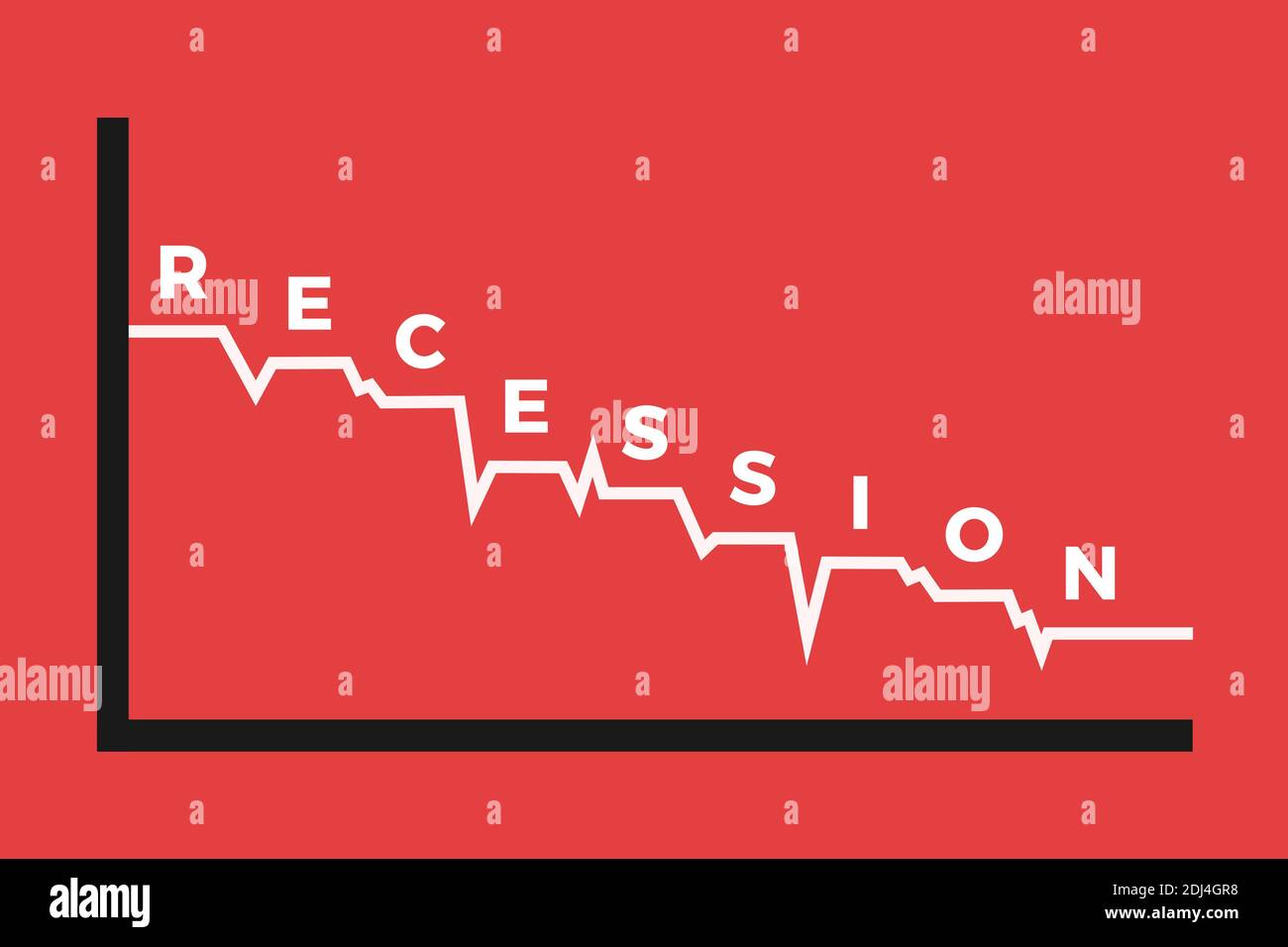 Recession - economic and financial slowdown and crisis - economy with ...