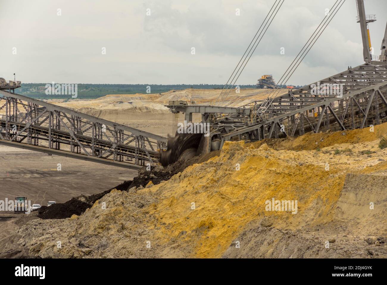 Mining machines in the Welzow-Süd open-cast mine in Lusatia, Germany ...