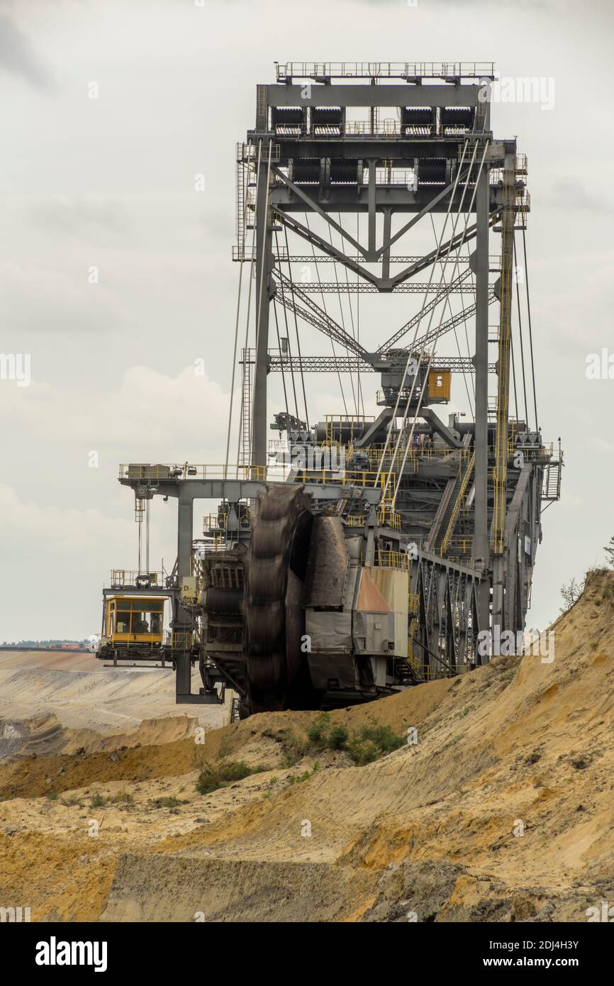 Mining machines in the Welzow-Süd open-cast mine in Lusatia, Germany ...