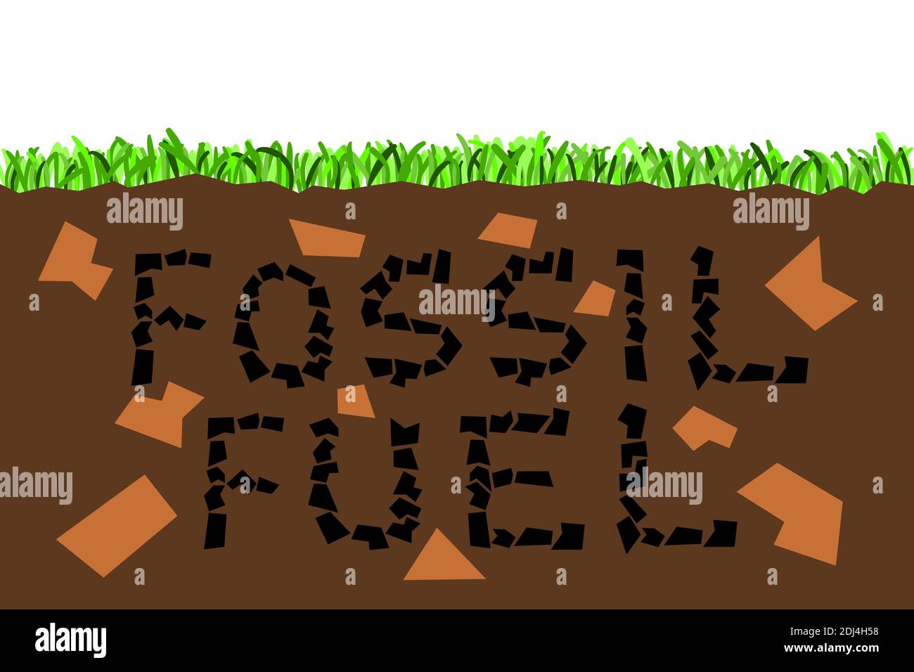 Fossil fuel - black coal is under ground in the soil. Raw material as ...