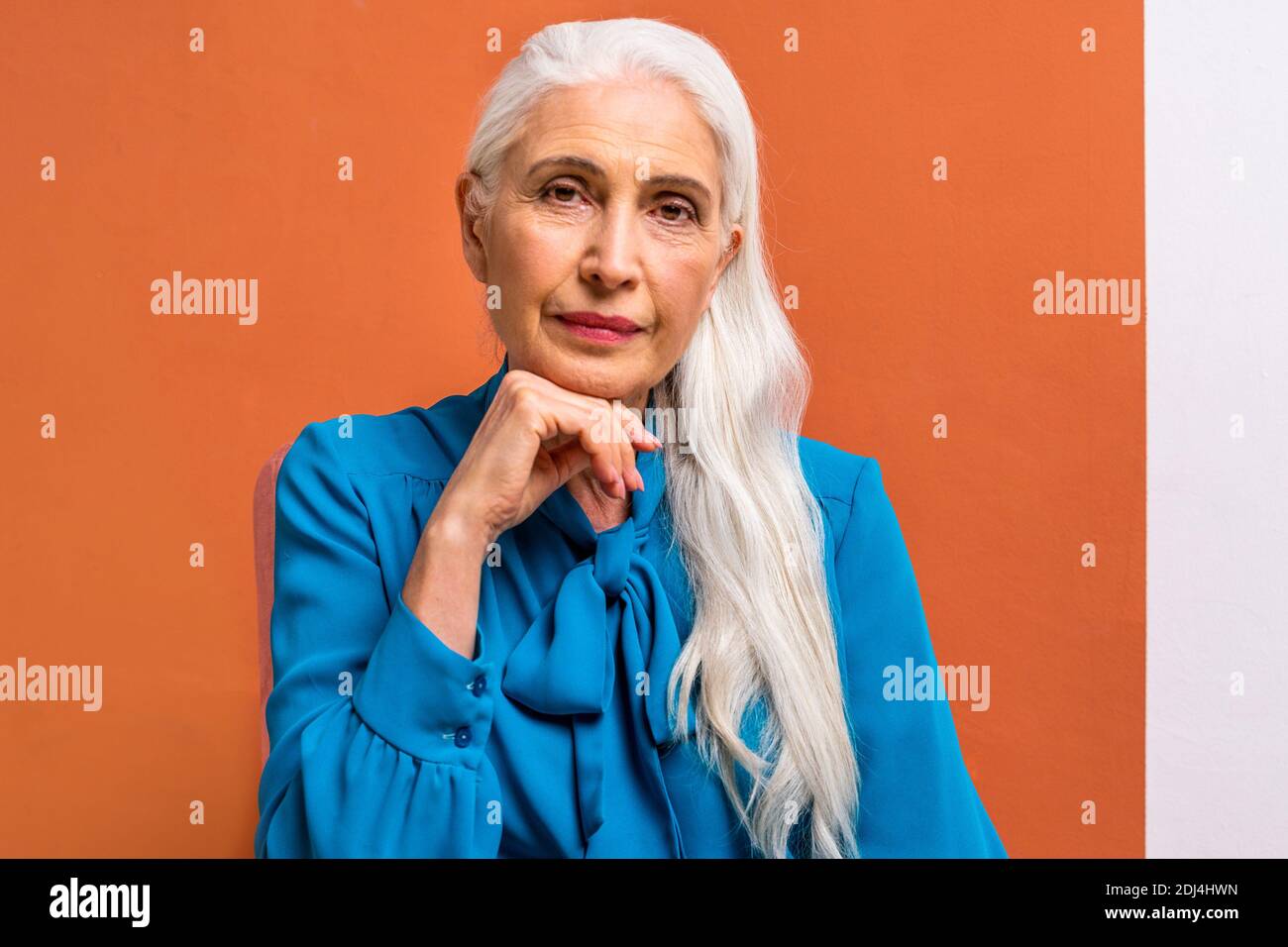 Beautiful senior woman portrait, studio shot on background - Elderly ...
