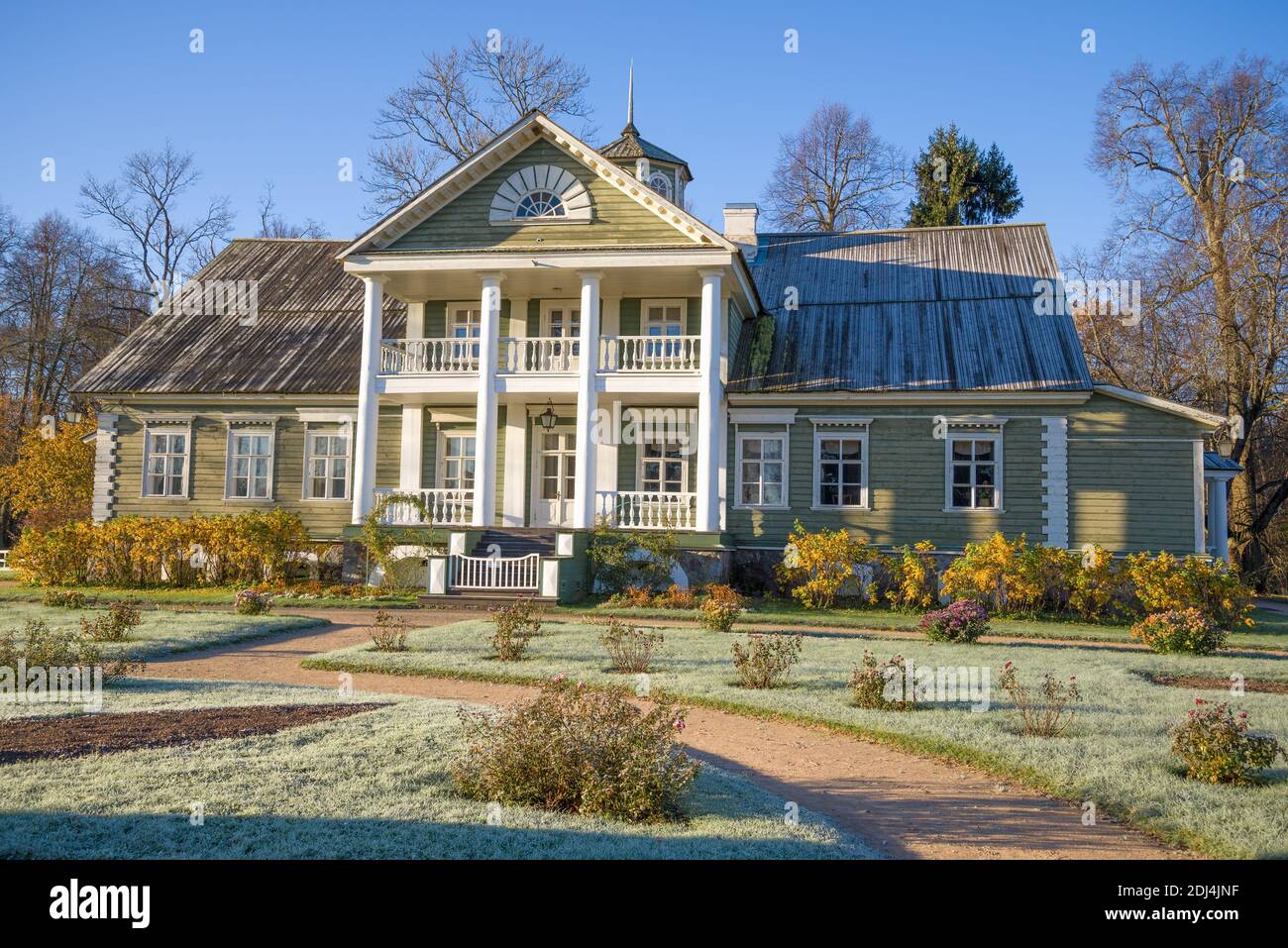 PUSHKINSKIE GORY, RUSSIA - OCTOBER 18, 2014: The manor house of P. A ...