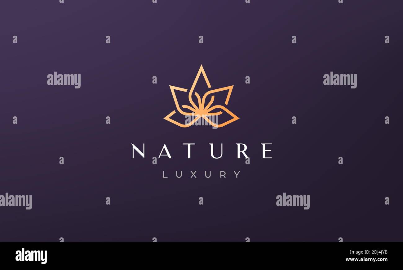 gold flower leaf logo in a luxury and modern style Stock Vector Image ...