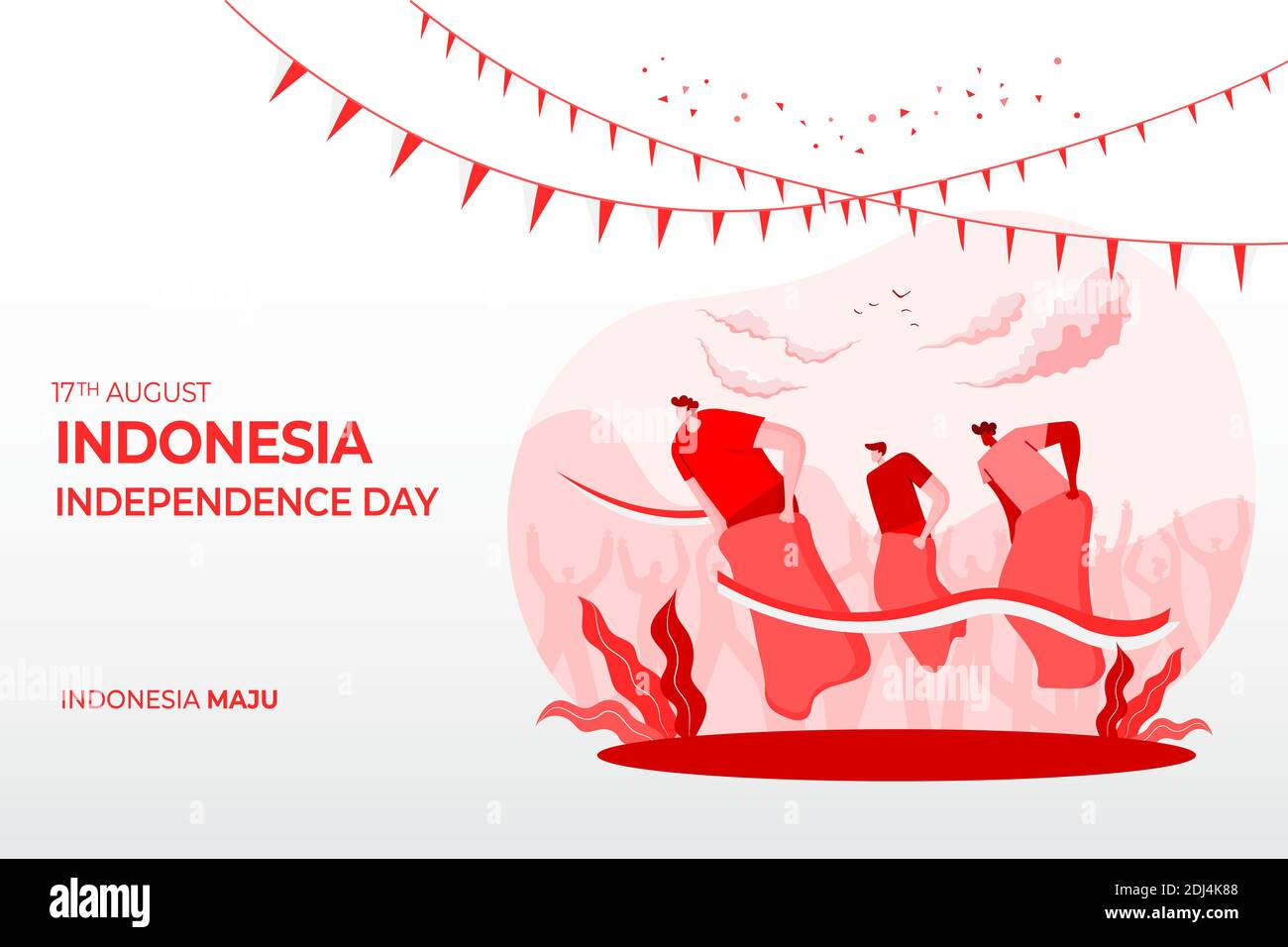 Indonesia independence day greeting card with traditional games concept ...