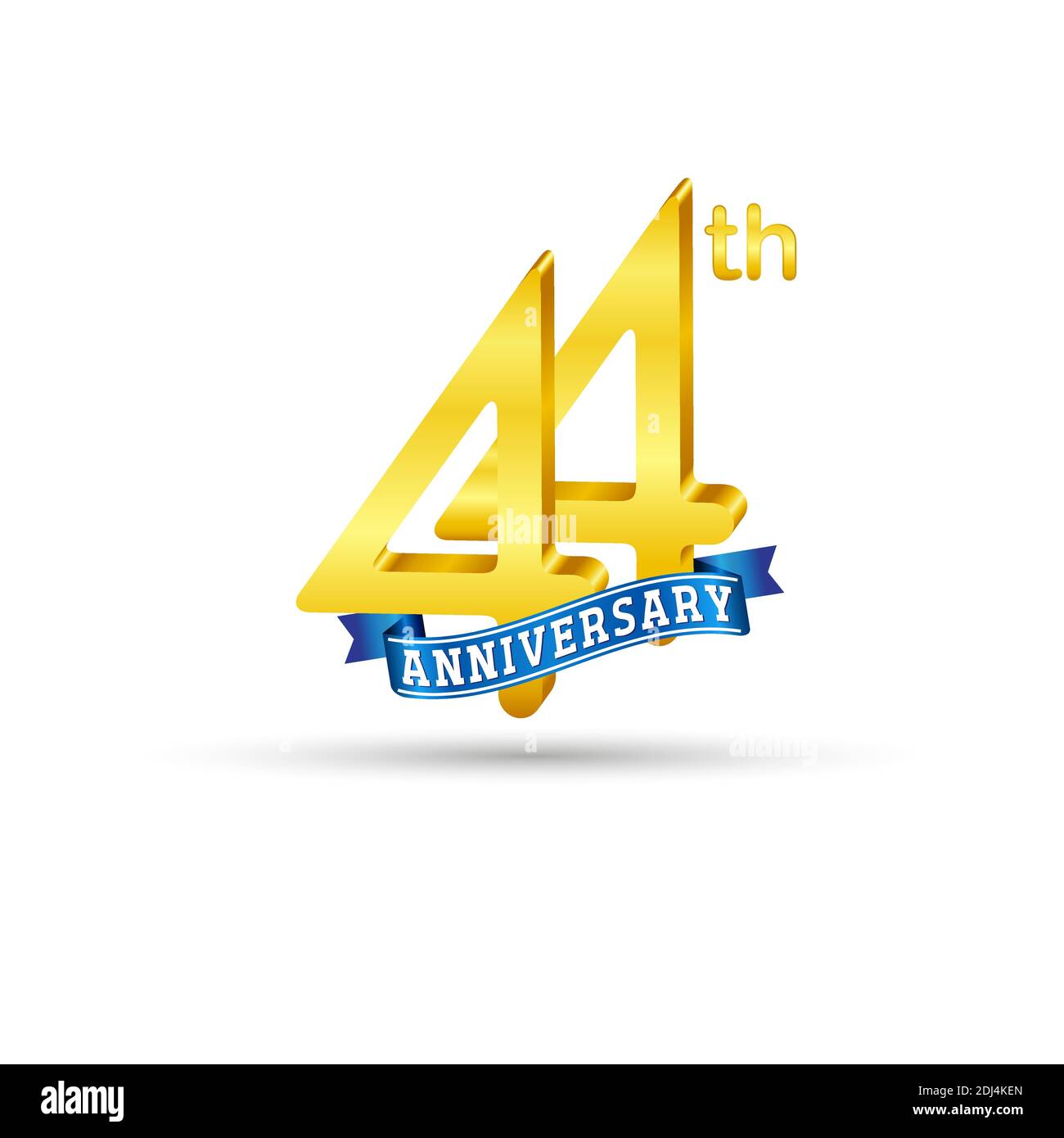 44th golden Anniversary logo with blue ribbon isolated on white ...
